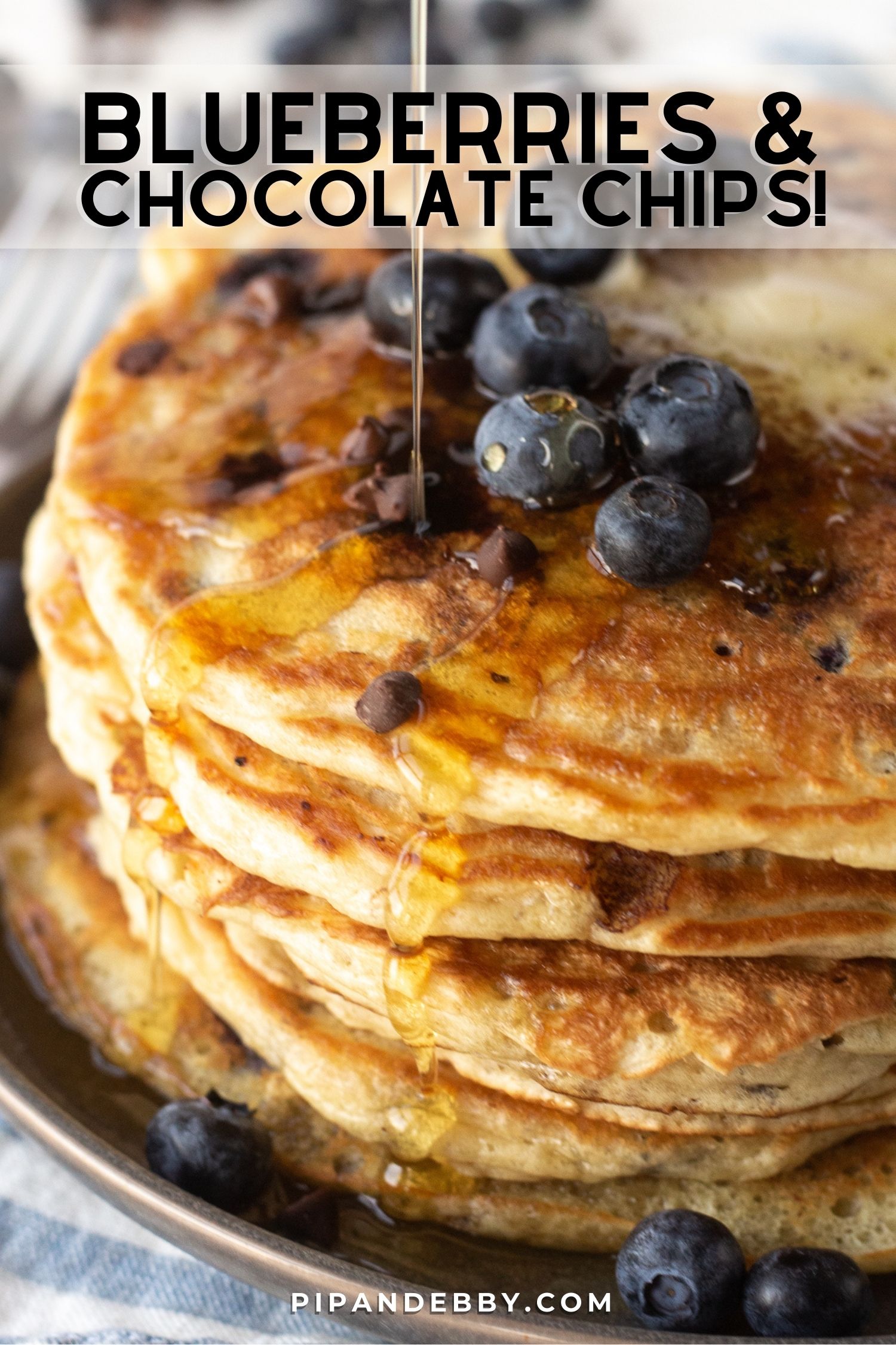 Blueberry Buttermilk Pancakes with Chocolate Chips! - Pip and Ebby