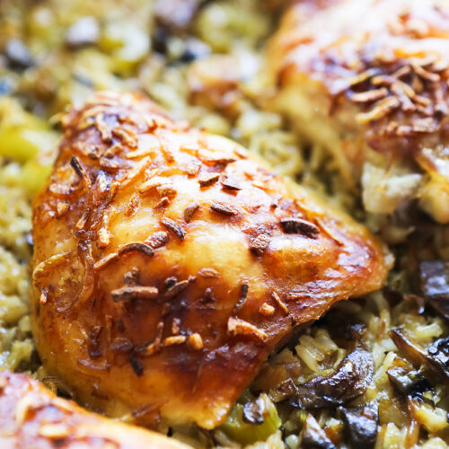 Chicken and Rice Bake Recipe - Made in 1 pan! - Pip and Ebby