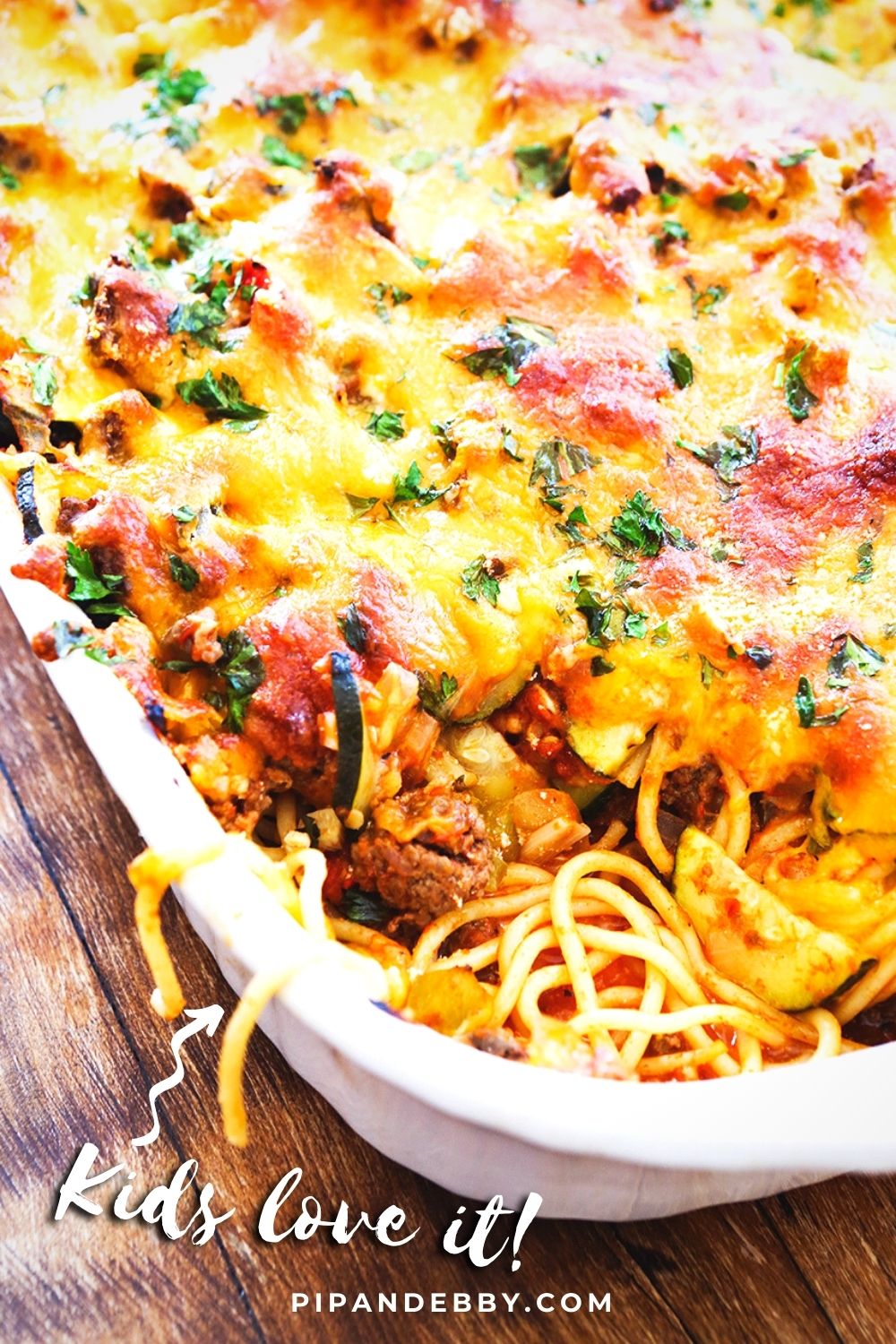 Easy Baked Spaghetti Casserole Recipe | Pip and Ebby