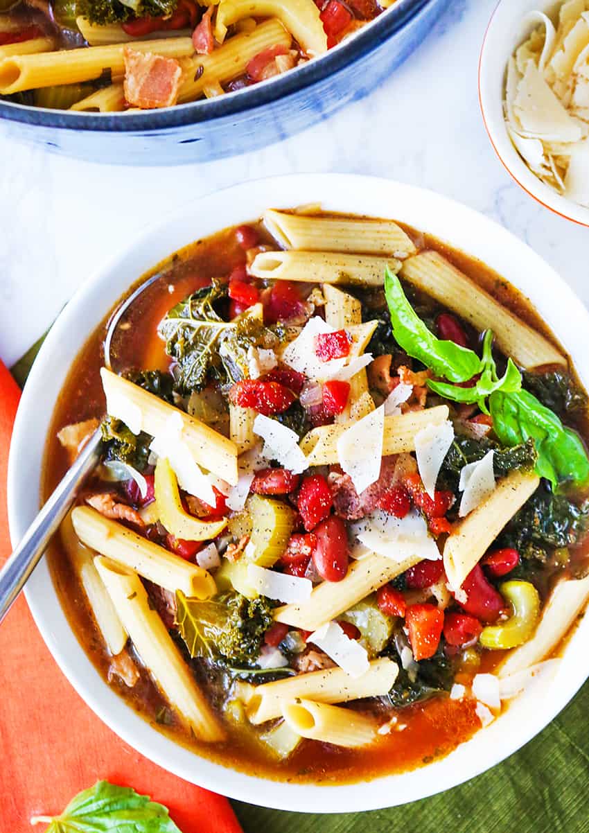 Minestrone With Pasta Recipe - done in 25 min! - Pip and Ebby