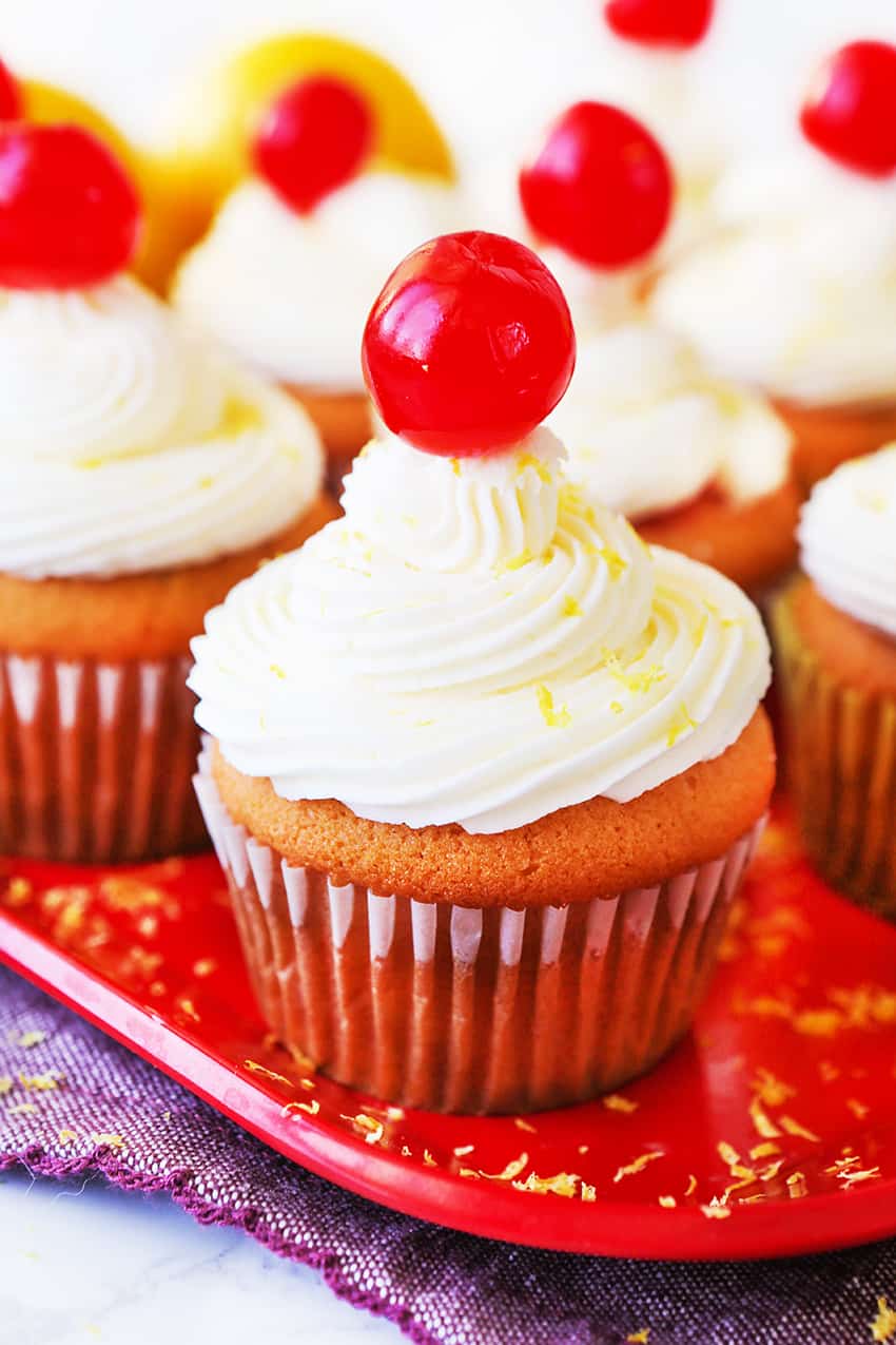 Cherry Cupcakes with a Surprise Center - Pip and Ebby