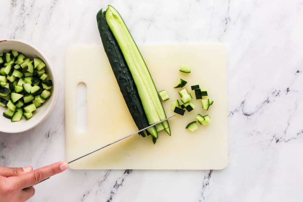 How To Cut Cucumbers For Salad - Tips & Tricks! - Pip and Ebby