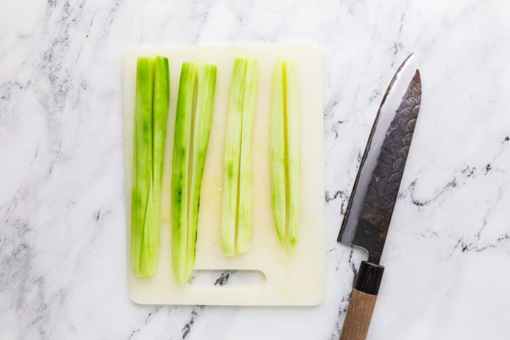 How To Cut Cucumbers For Salad - Tips & Tricks! - Pip and Ebby