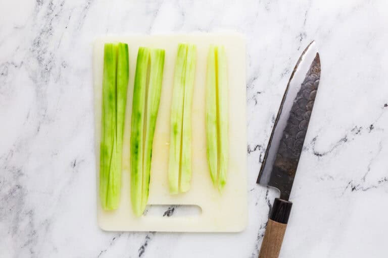 How To Cut Cucumbers For Salad - Tips & Tricks! - Pip and Ebby