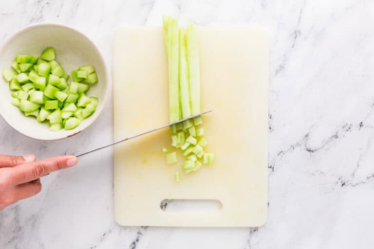 How To Cut Cucumbers For Salad - Tips & Tricks! - Pip and Ebby